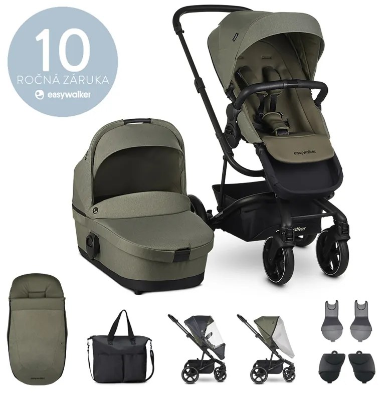 EASYWALKER Set XXL kočárek kombinovaný Harvey3 Sage Green s příslušenstvím