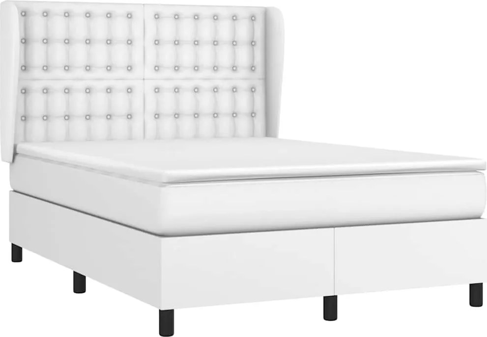 Box spring postel s matrací bílá 140 x 190 cm umělá kůže 3129028