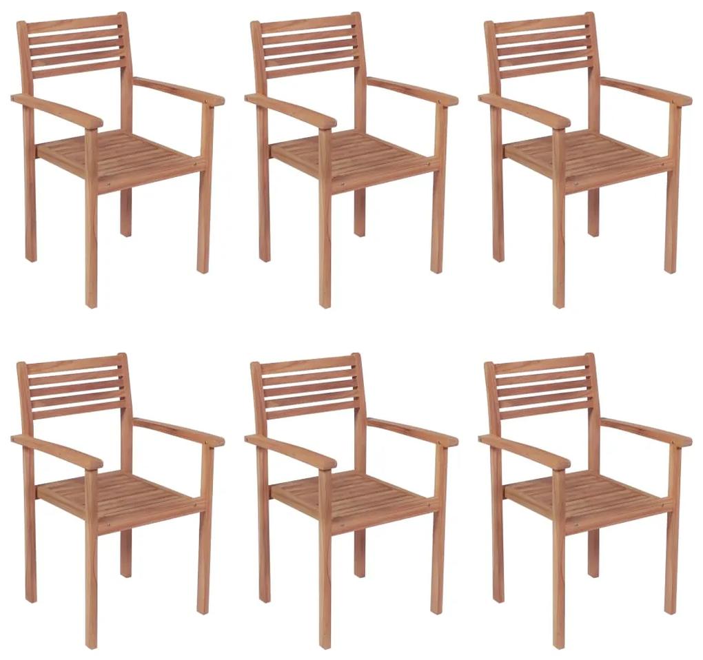 Stohovatelné zahradní židle s poduškami 6 ks masivní teak,  3072592