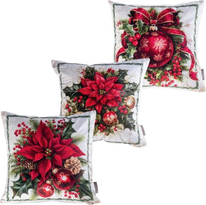 Sada 3 ks povlaků na polštářky CHRISTMAS STAR 45 x 45 cm