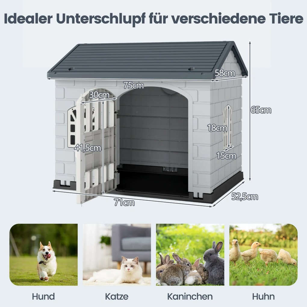 Costway Psí bouda plastová odolná proti povětrnostním vlivům s – zelený