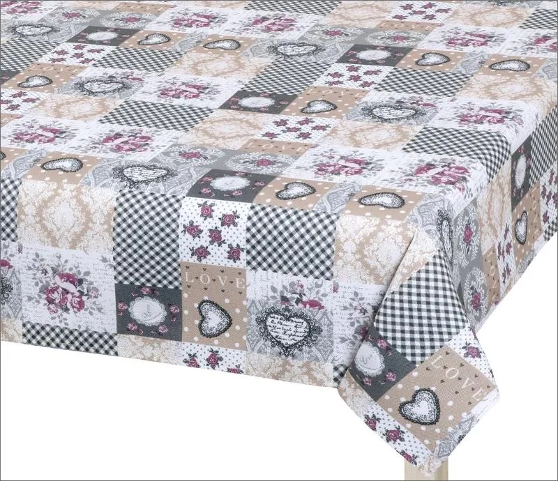 Bellatex Ubrus DITA Šedá,Růžová 100x100 cm
