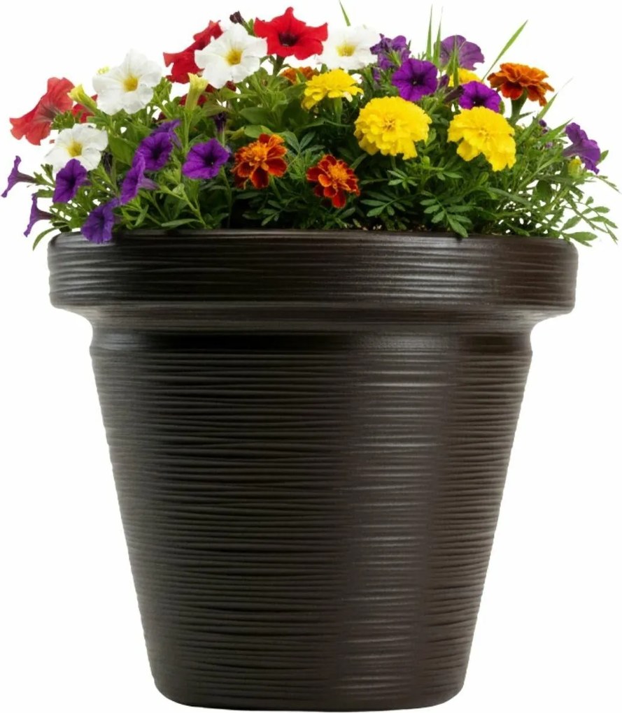 PLASTOVÝ KVĚTINÁČ SRTÍ RIFLO 39X34 CM TMAVĚHNĚDÁ