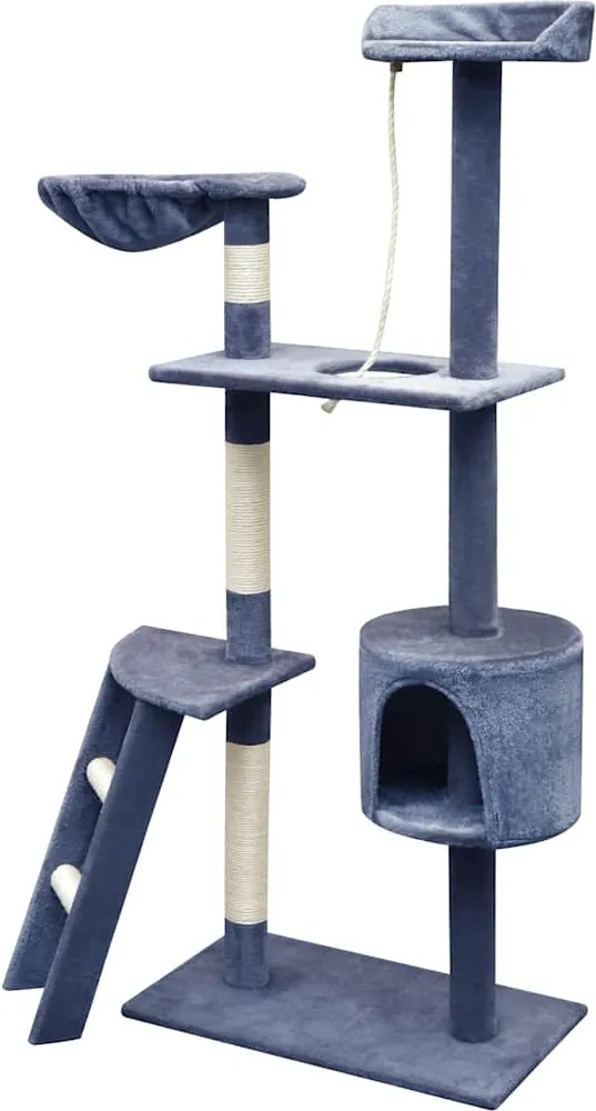 Škrabadlo pro kočky se sisalovými sloupky, 150 cm, tmavě modrá 170489