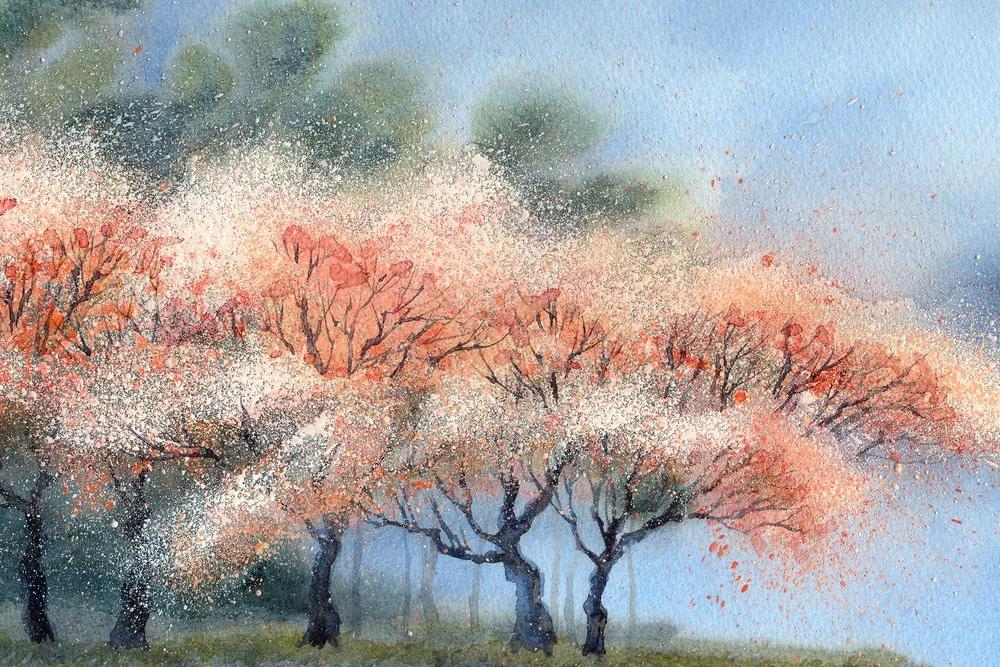 Obraz kvetoucí stromy v akvarelovém provedení Varianta: 120x80