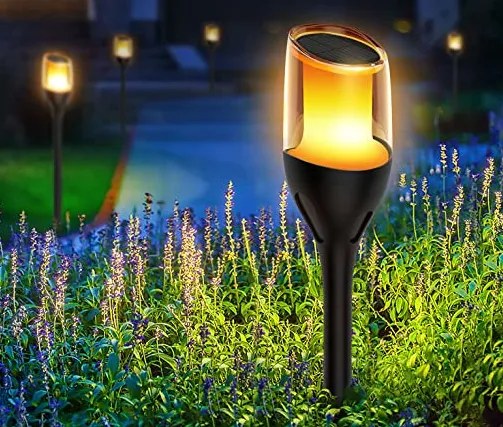 BERGE 12x Solární LED Lampa Svítilna S Plamenem 65 cm Silná PREMIUM