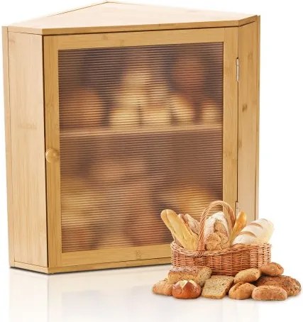 Rohový chlebník na kuchyňskou linku VEVOR, 320x320x425 mm – Přírodní barva dřeva