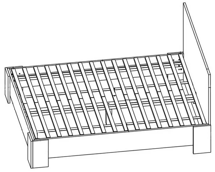 Manželská postel MONTANA L-1 + rošt + pěnová matrace COMFORT 14 cm, 160 x 200 cm, dub Lefkas tmavý