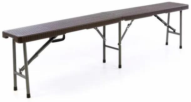 Skládací lavice k pivnímu setu, kov / pevný plast, hnědá, 180 cm