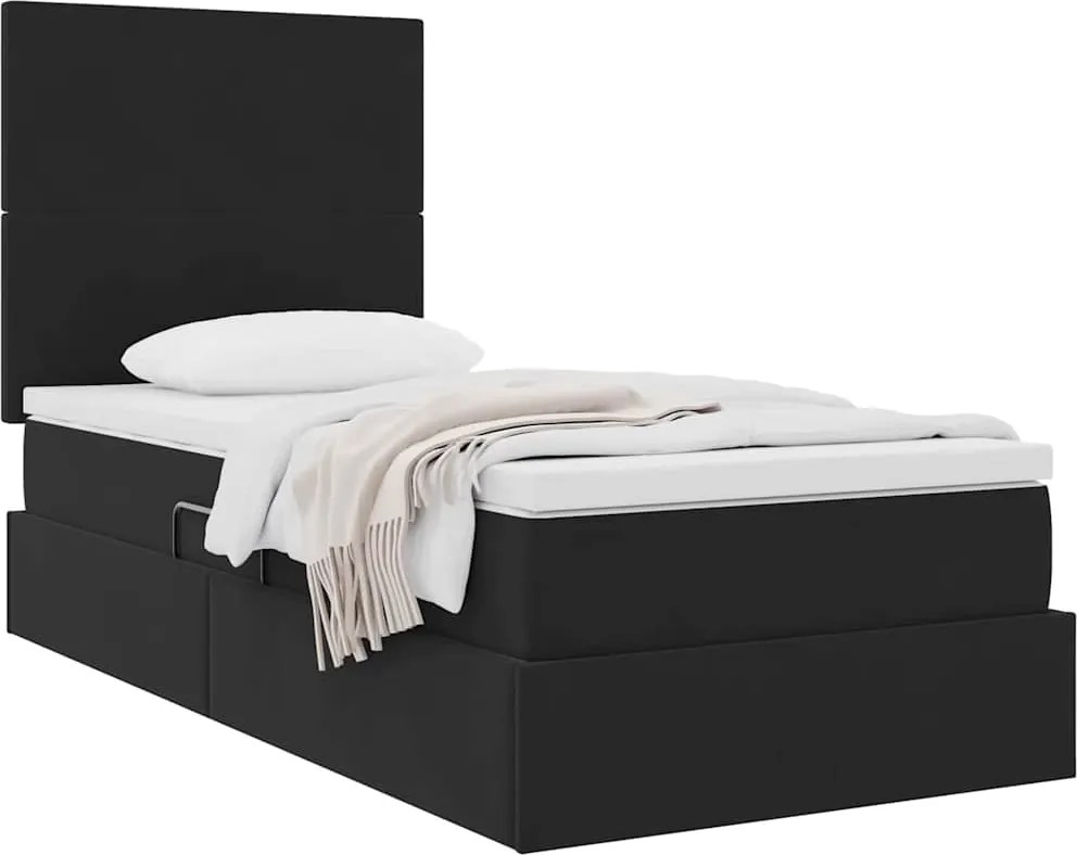Postel s úložným prostorem a matrací Černá 100 x 200 cm samet 3371951
