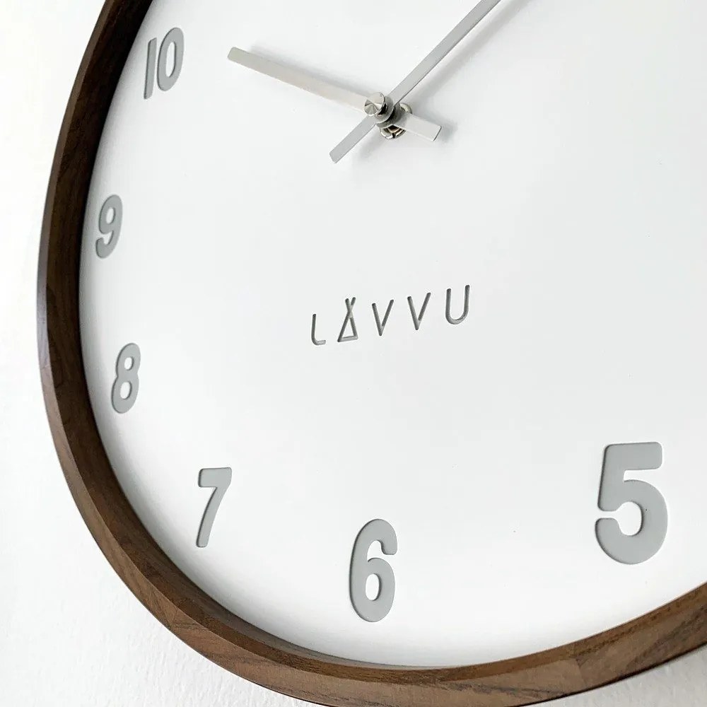 Tmavé dřevěné bílé hodiny LAVVU FADE LCT4061