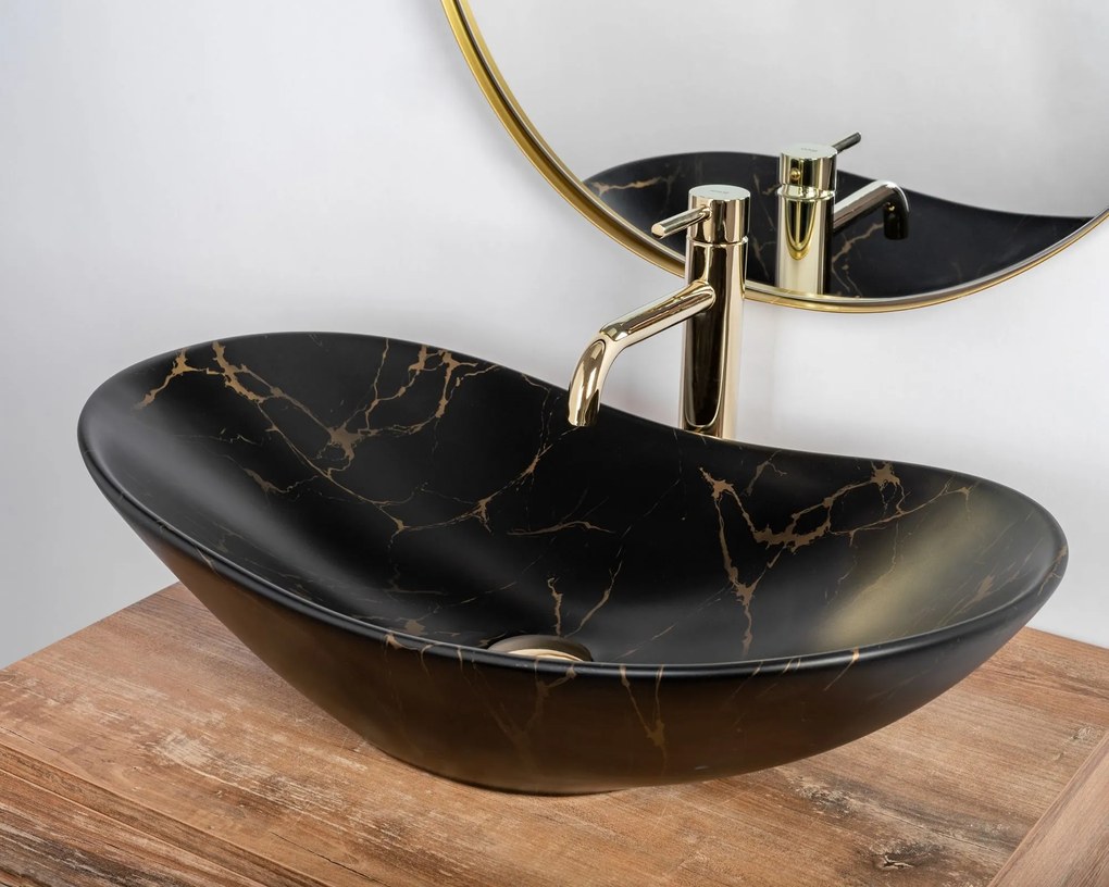 REA Royal Marble 60 umyvadlo na desku, 61 x 36 cm, černá, REA-U7478