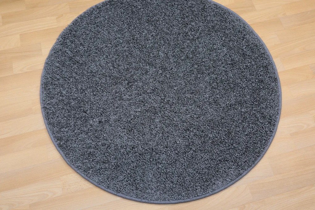 Vopi, Kusový koberec Color Shaggy šedý kruh, 100x100 (průměr) kruh, šedá, kancelář