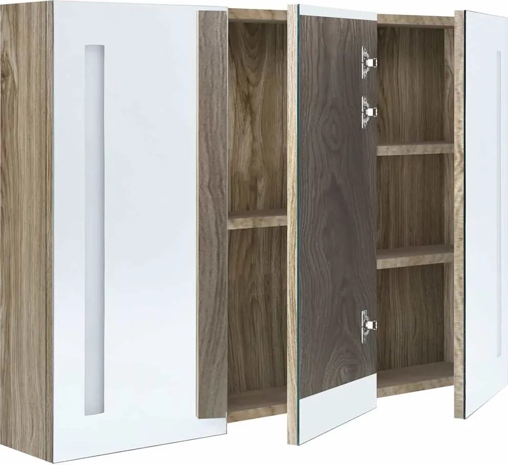 LED koupelnová skříňka se zrcadlem 89 x 14 x 62 cm dub 326529