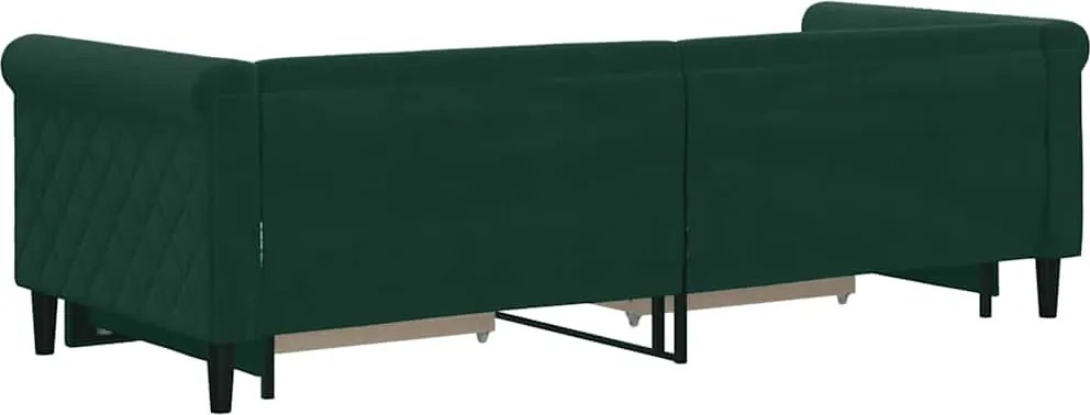 Válenda s přistýlkou a zásuvkami tmavě zelená 80 x 200 cm samet 3197814