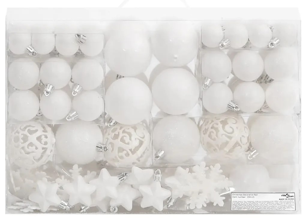111dílná sada vánočních ozdob bílá polystyren - Default Title