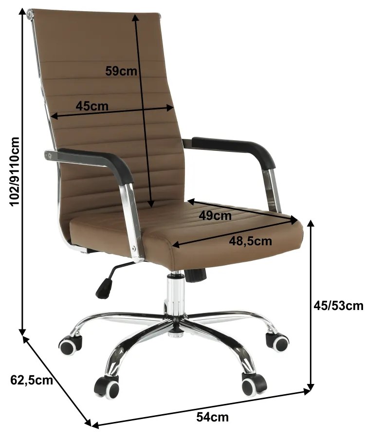 Kancelářské křeslo FARAN ekokůže hnědá taupe, kov chrom