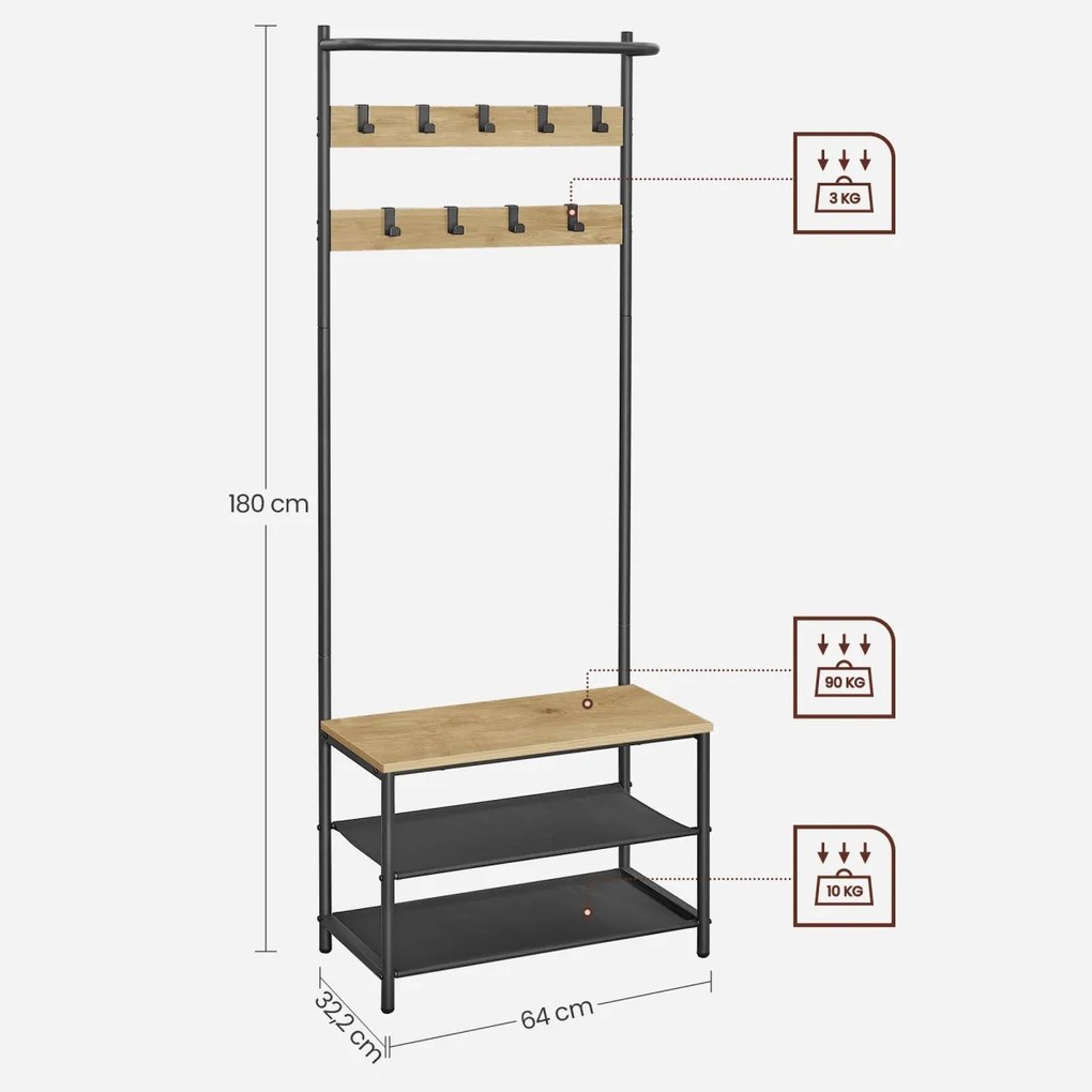 Věšák s botníkem TAYLOR ARTISAN 64x180 cm
