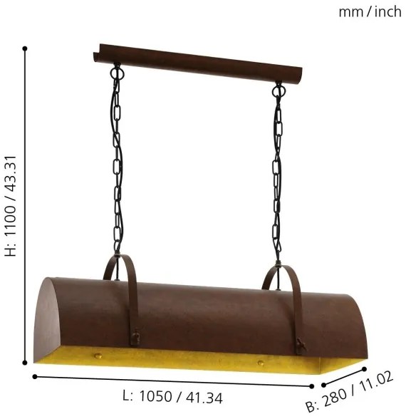 Eglo 49702 - Lustr na řetězu DEERHURST 3xE27/60W/230V