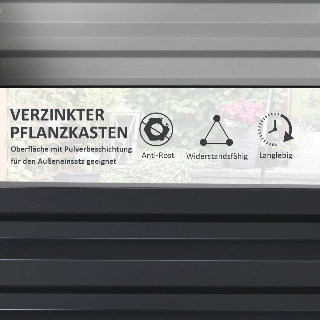 Outsunny vyvýšený ocelový záhon 120x120x30cm pro zahradu terasu balkon šedý, truhlík na zeleninu |