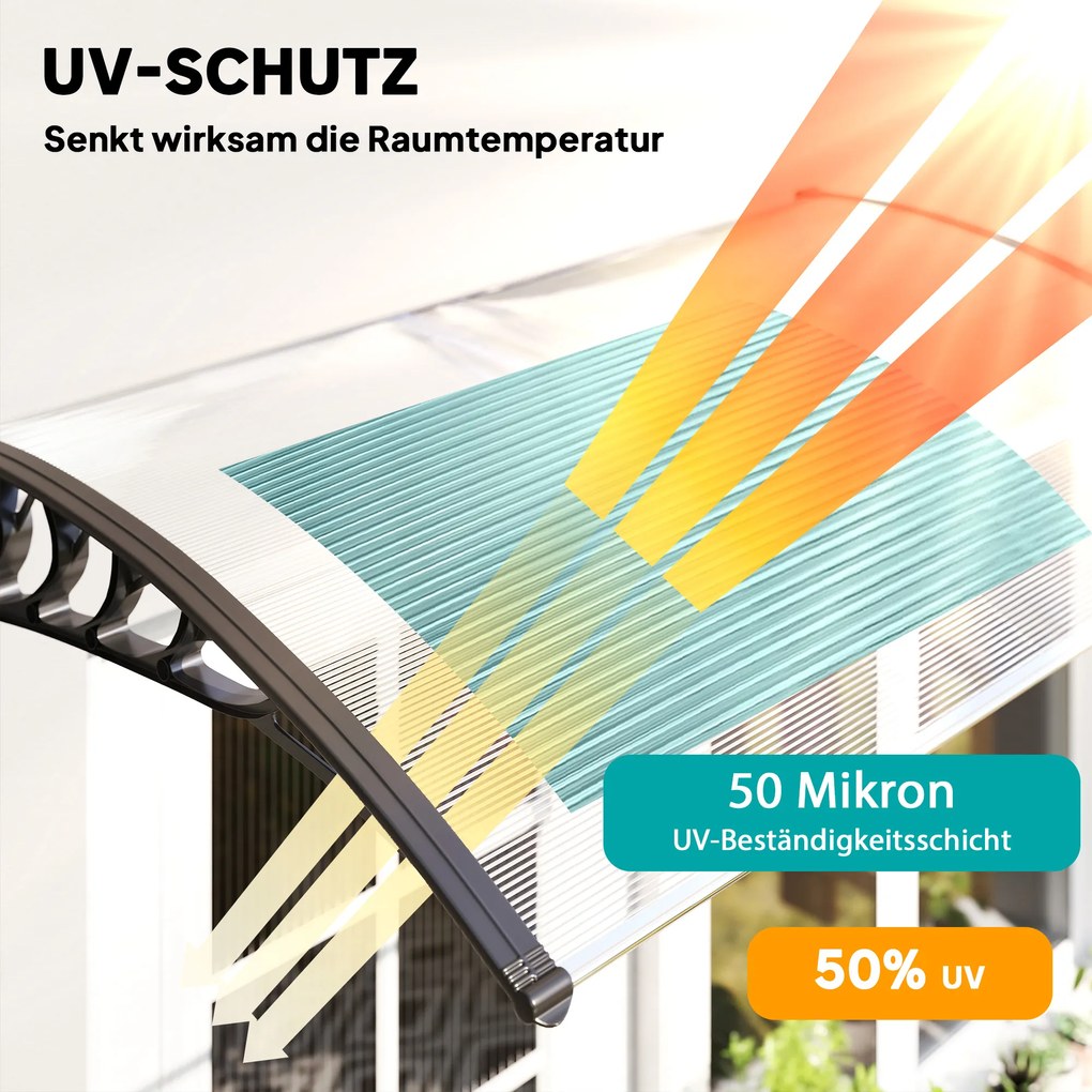 Outsunny stříška na vchodové dveře oblouková stříška 90x150cm z polykarbonátu s UV ochranou v bílé barvě pro optimální ochranu před povětrnostními vl…