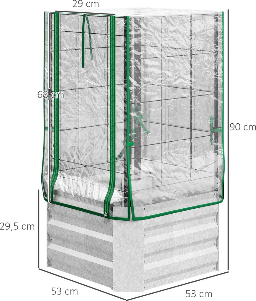 Outsunny HOMCOM Sada vyvýšeného záhonu s plastovým krytem a mříží pro popínavé rostliny 53x53x90cm ideální pro zahradu a balkon | Aosom.de