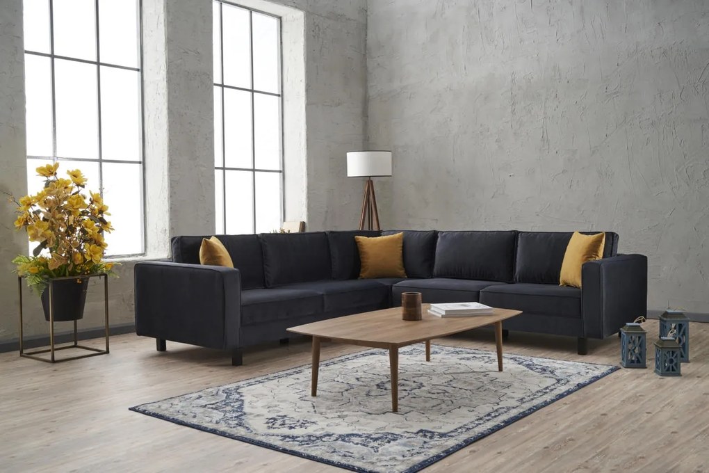 Atelier del Sofa Rohová sedací souprava Kale Velvet - Anthracite, Antracitová