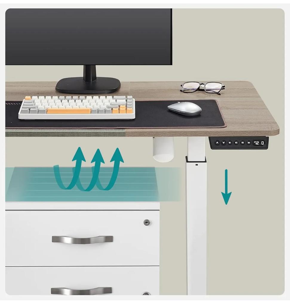 Elektricky nastavitelný psací stůl Redikt 140 cm bílý/šedý