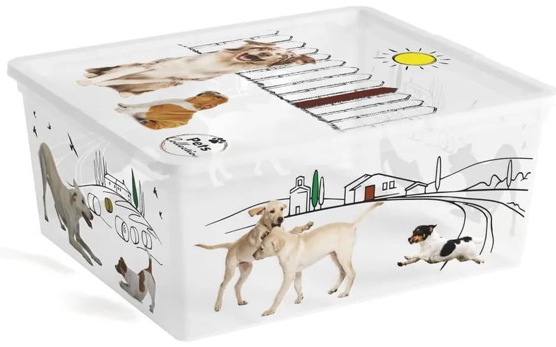 Bílý plastový úložný box s víkem 40x34x17 cm C Box Style – KIS Biano.cz