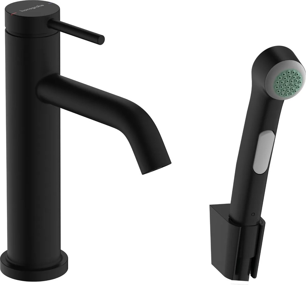 Hansgrohe Tecturis S, páková umyvadlová baterie 110 s ruční sprchou Bidette, černá matná, HAN-73211670