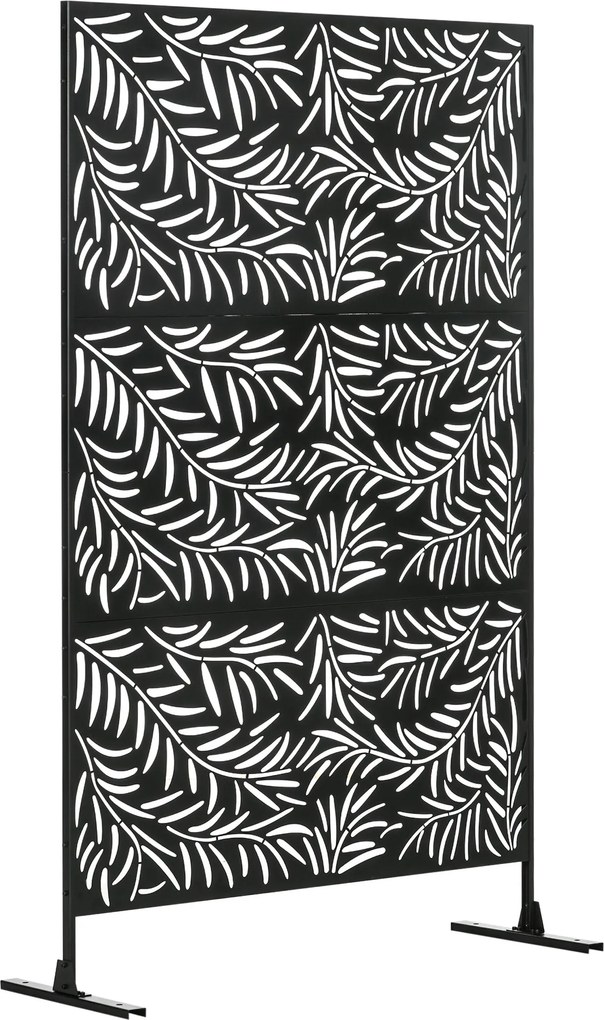 Outsunny Zábrana do pokoje 3-panelová 122 x 198 cm Ochranný panel s podstavcem s vzorem vrbového listu pro oddělení místností do zahrady, na terasu, …