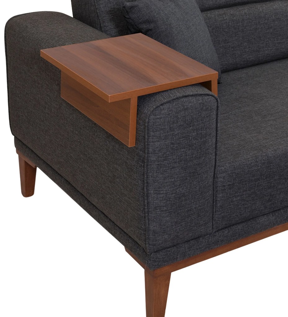 Hanah Home Pohovka LIONES s odkládacím stolkem antracitová 223 cm