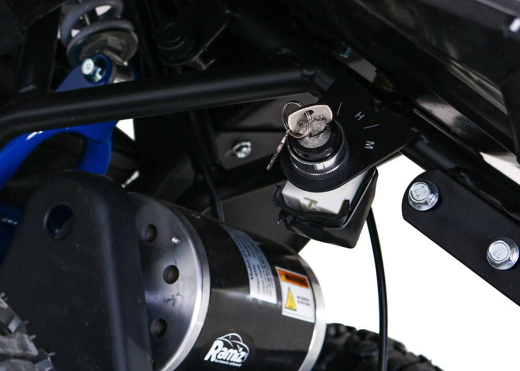 Ramiz Čtyřkolka na baterie E-STAR modrá 35 km/h + motor 1000W + nafukovací kola + nastavení sedadla