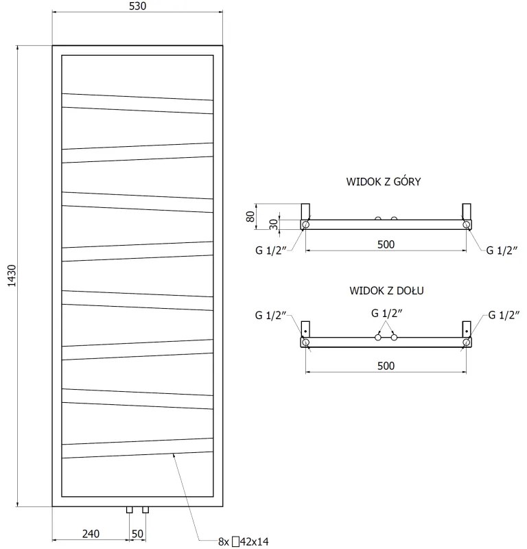 Mexen Zoom, dekorativní koupelnový radiátor 1430 x 530 mm, 477 W, bílý - W130-1430-530-00-20
