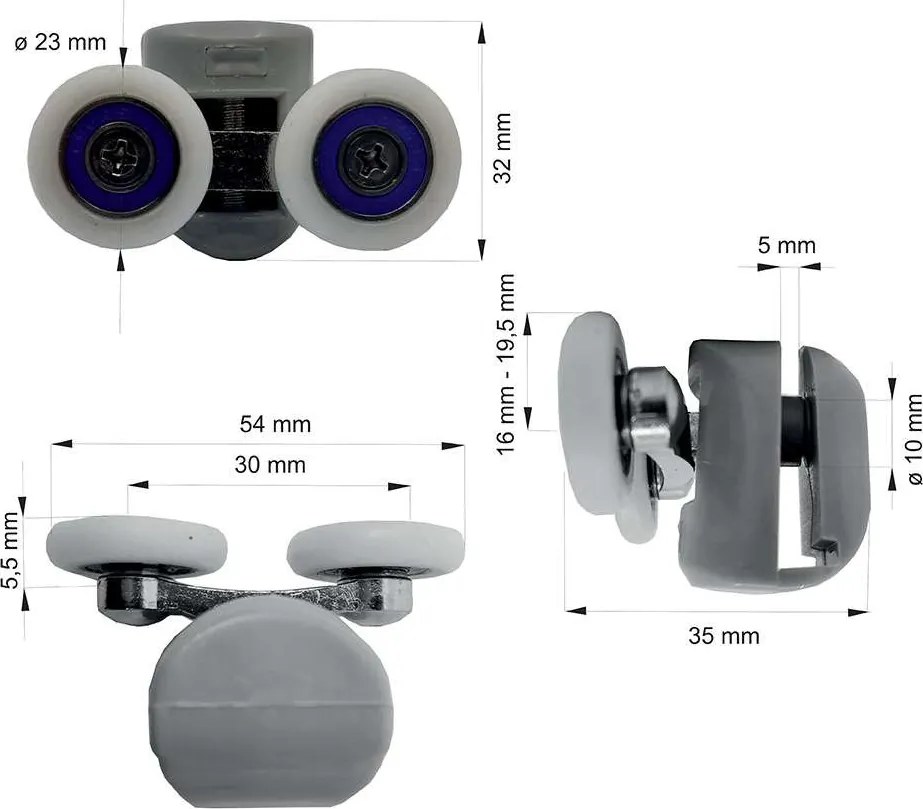 Mereo Mereo, Horní pojezdy pro sprchové boxy CK351xxKB/M, CK341xxKB/M, sada 4 ks, CKND182K