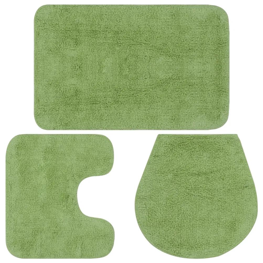 133225 vidaXL Sada koupelnových předložek 3 kusy textilní zelená