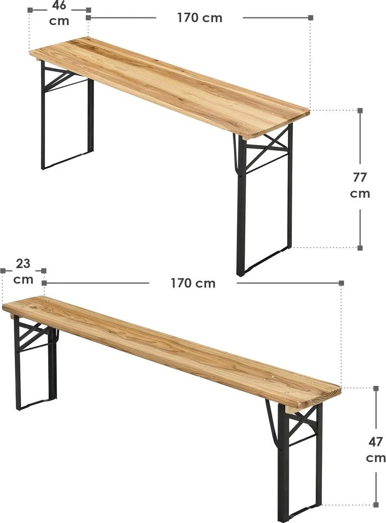 Juskys Skládací pivní set Bichl 170 cm