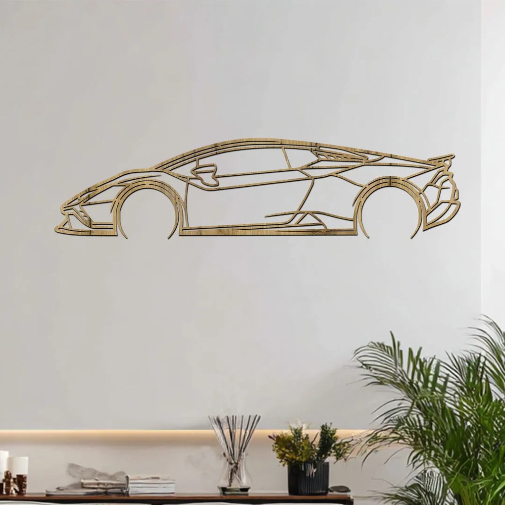 dřevo života Dřevěný obraz Lamborghini Huracan Rozměry (cm): 60x15, Zvolte barvu dekoru: Dub zlatý