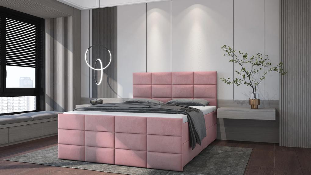 SFAB Kontinentální čalouněná postel POSITANO (160x200 cm) Látka Velutto: Velutto 14 - Růžová