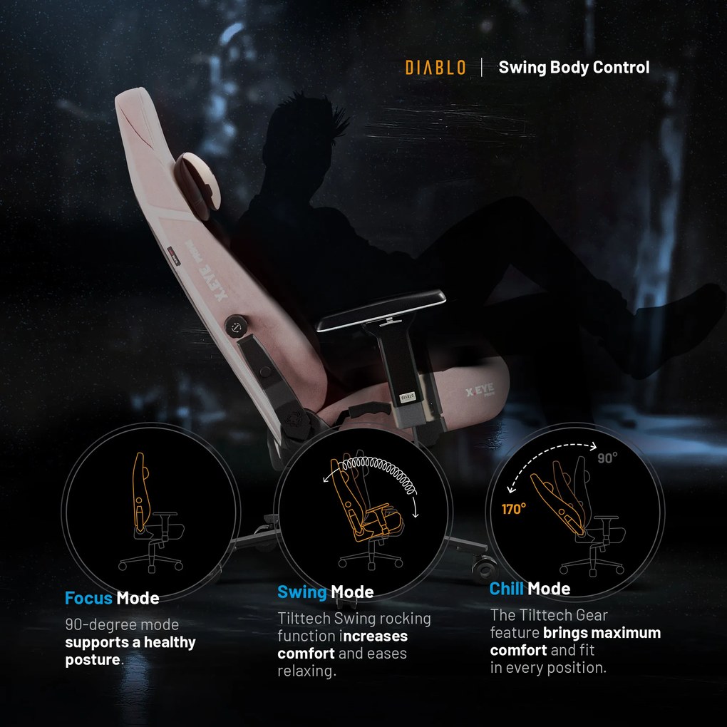 Herní židle Normal Size, černo-růžová: Diablo X-Eye Prime Akira Pink