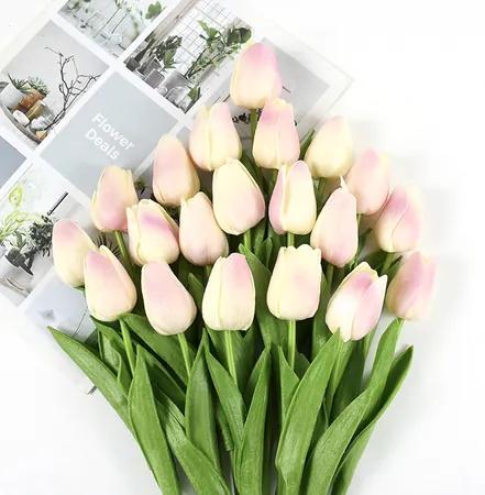 Bytová dekorace - kytice umělých tulipánů Balení: 5 ks, Barvy: K15 BÉŽOVORŮŽOVÁ