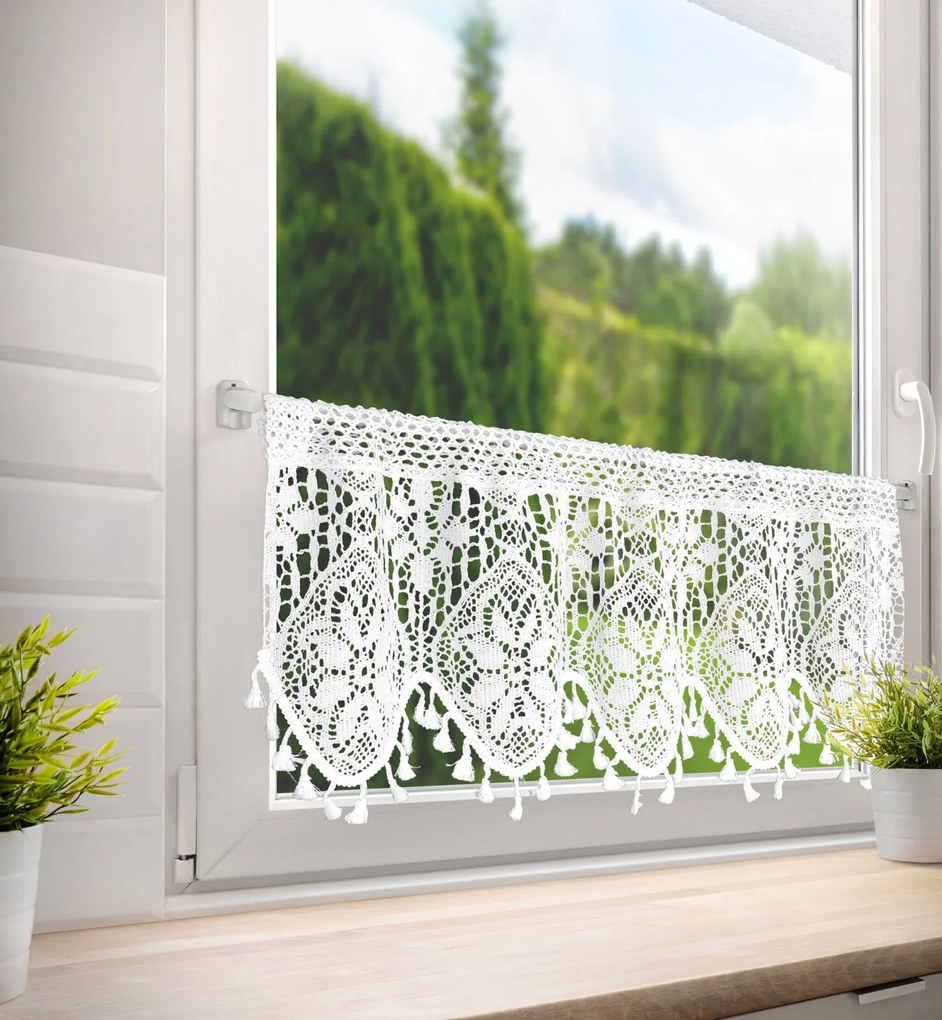 KRÁTKÁ ZÁCLONA NA PÁSCE MOLY 150X30 CM BÍLÁ