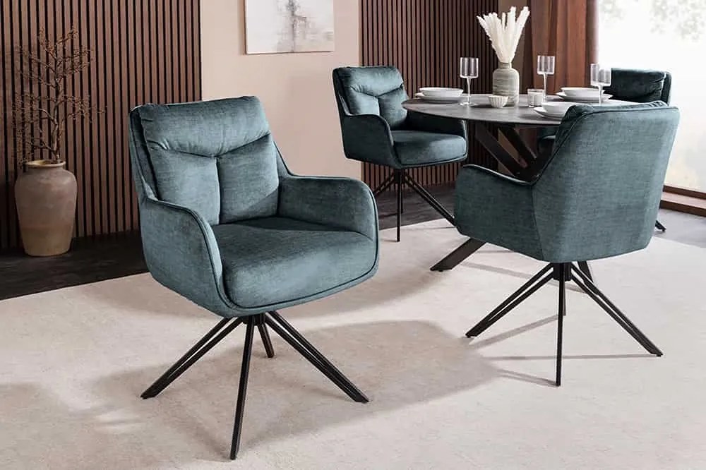 Designová otočná židle Brock petrolejový samet