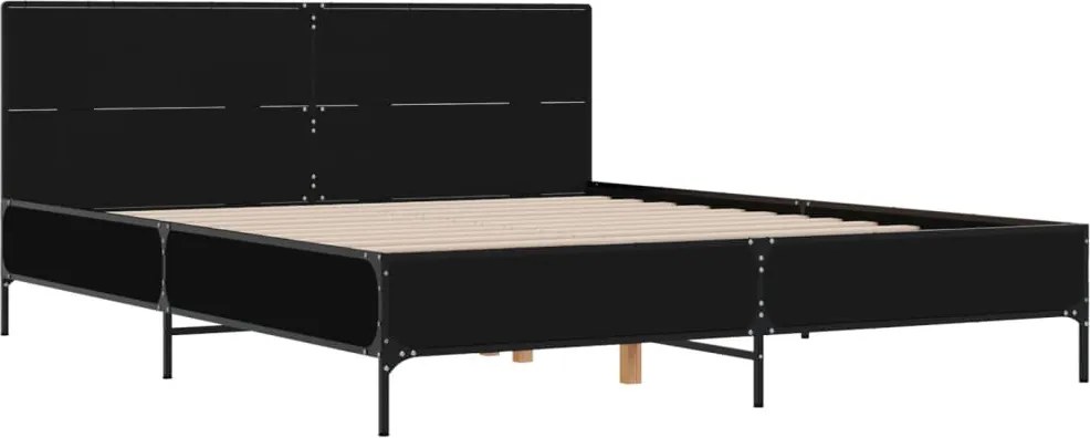 Rám postele černý 120 x 200 cm kompozitní dřevo a kov 3279992