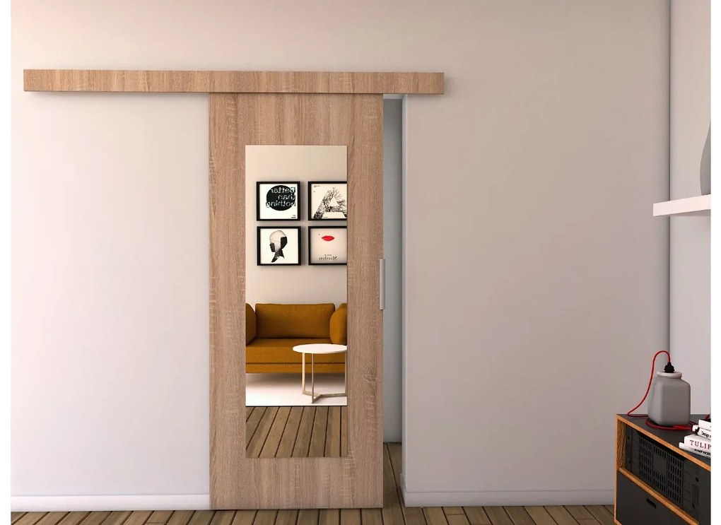Expedo Posuvné dveře LIVELLO I se zrcadlem + tichý dojezd, 86x205, bílá
