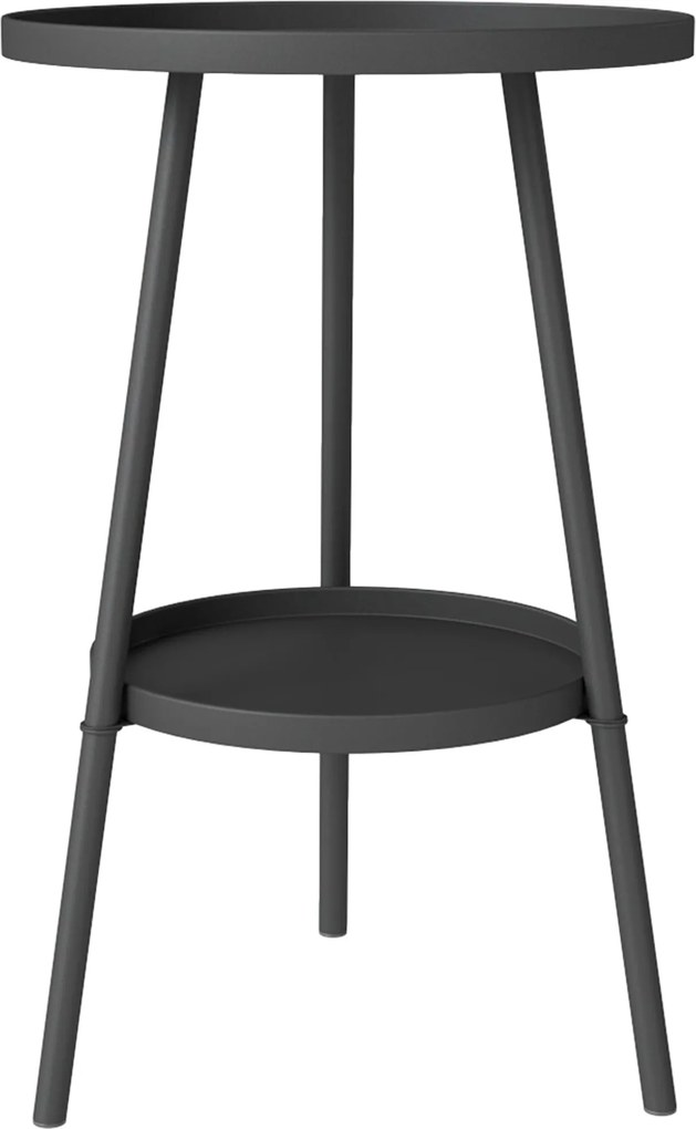 Outsunny Kulatý 2-úrovňový Zahradní Stůl Venku, Patio Stůl Ø32x51 cm s Dolním Podnosem a Kovovým Rámem pro Venkovní a Vnitřní Použití Černá | Aosom