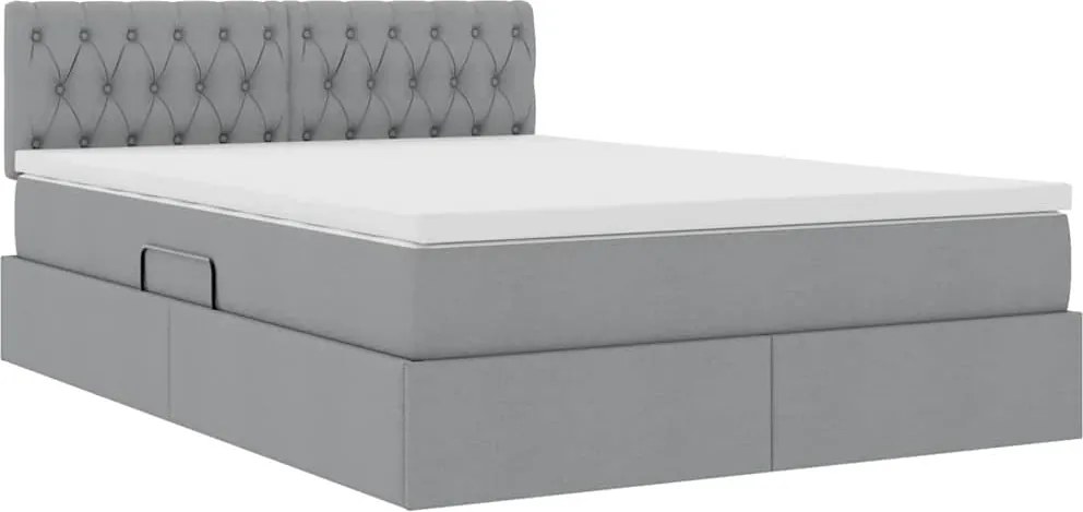 Postel s úložným prostorem a matrací Světle šedá 140 x 190 cm 3370569