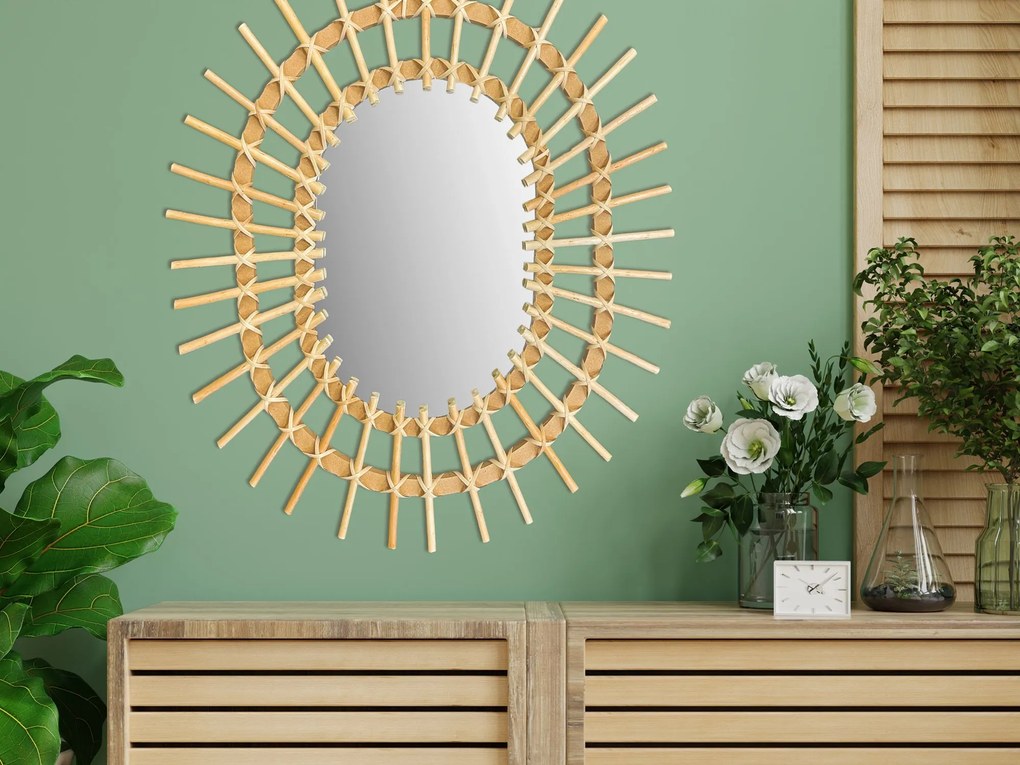 Tutumi, nástěnné zrcadlo Boho 57x49 cm QDJ5749, světle hnědá, HOM-02819