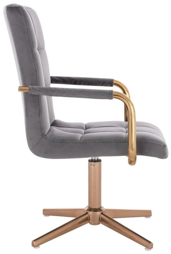 LuxuryForm DESIGN Otočná židle VERONA GOLD VELUR na zlatém kříži - tmavě šedá
