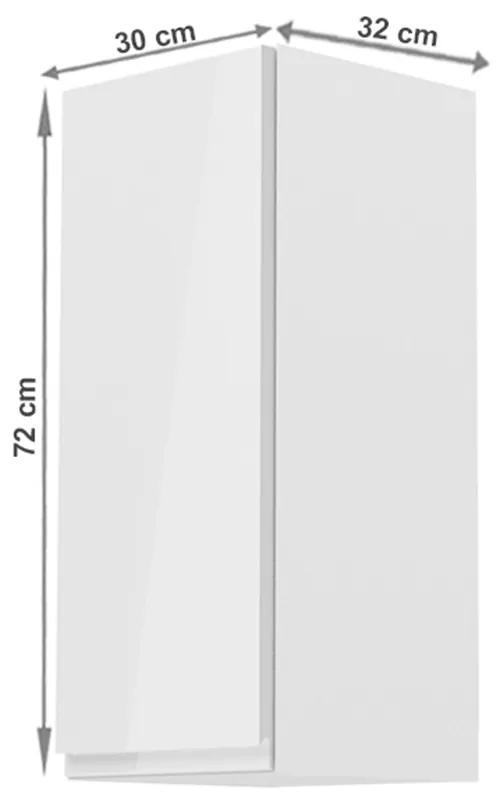 Horní skříňka, bílá / bílý extra vysoký lesk, ľravá, AURORA G30